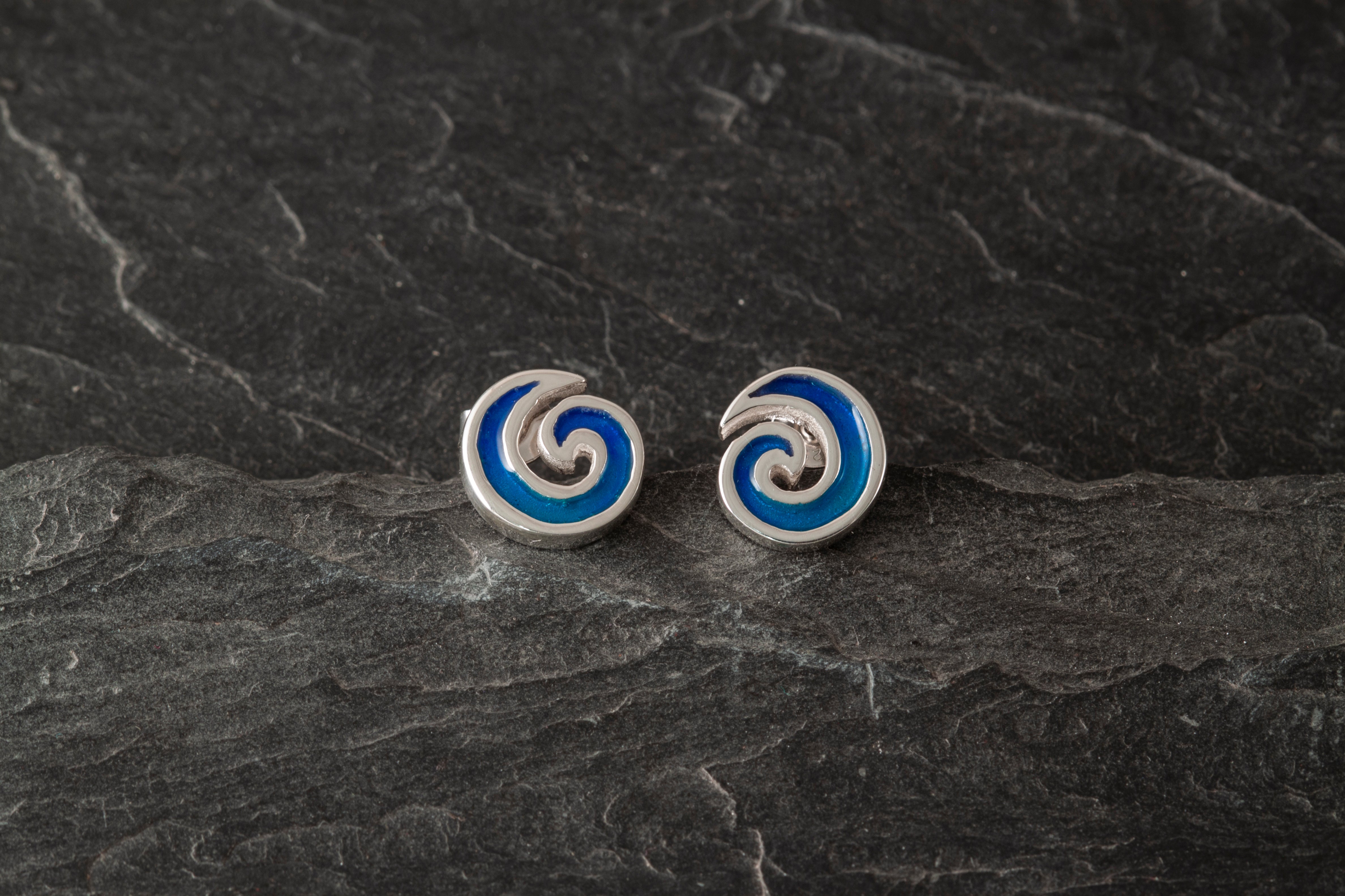 Seascape Mini Wave Studs – Shetland Jewellery