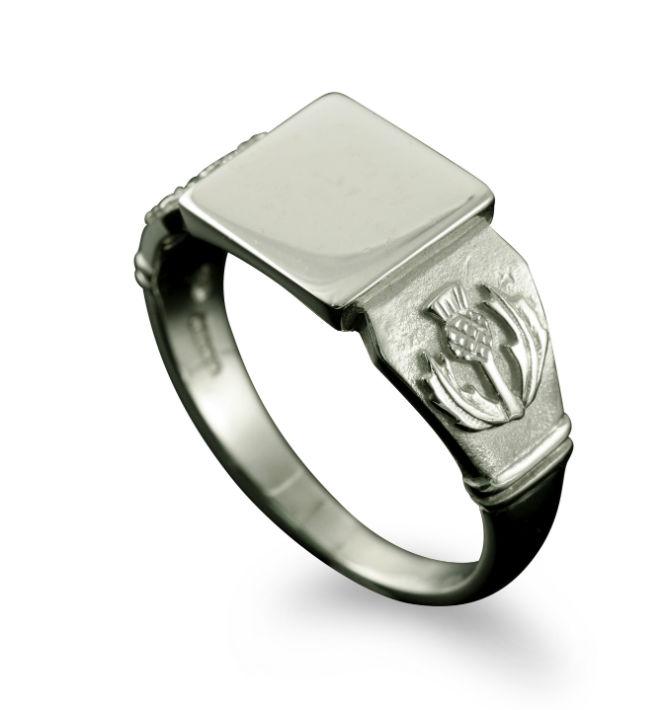 Thistle Signet Ring Large in Platinum – Shetland Jewellery